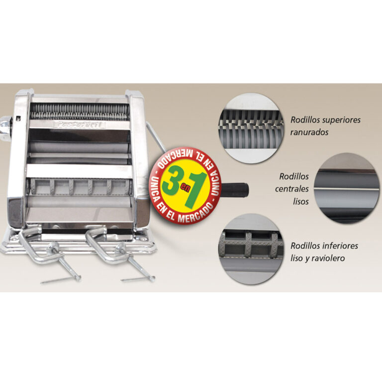 Maquina Fabrica de Pasta PastaFácil con Raviolera Cromada - Mandy Hogar