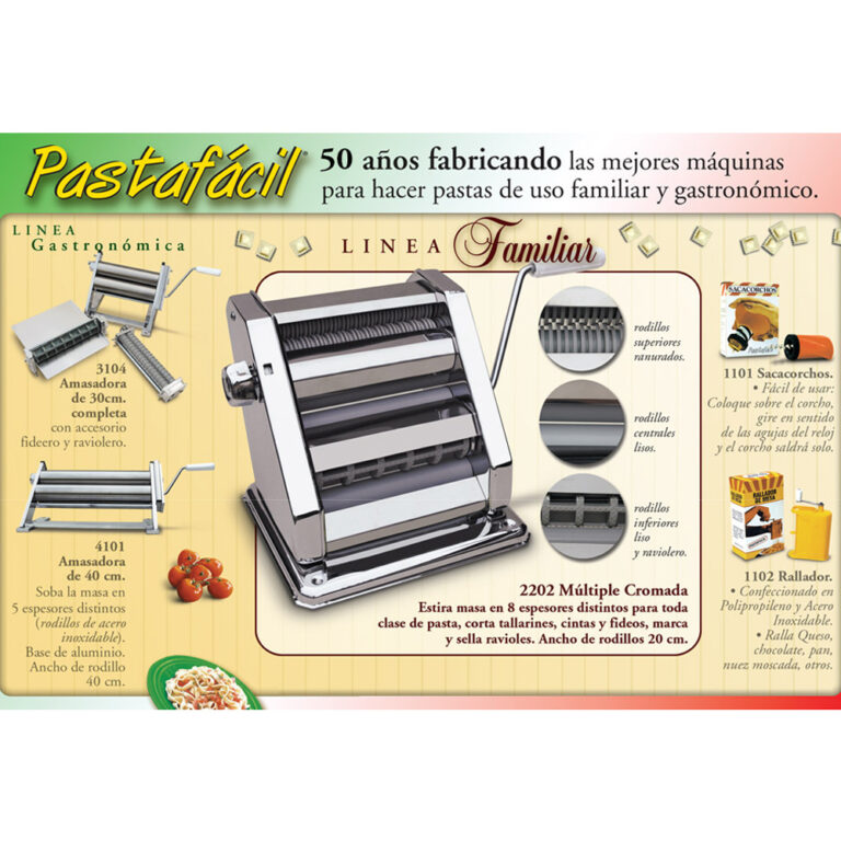 Maquina Fabrica de Pasta PastaFácil con Raviolera Cromada - Mandy Hogar